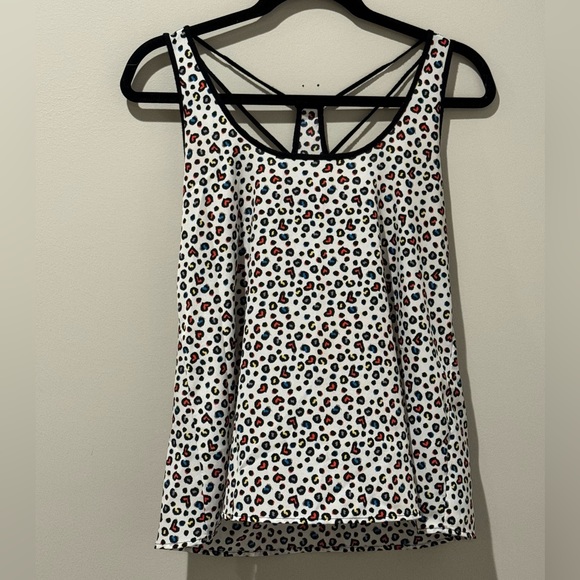 Papaya | Tops | Vintage Y2k Papaya S White Multicolor Leopard Racerback ...